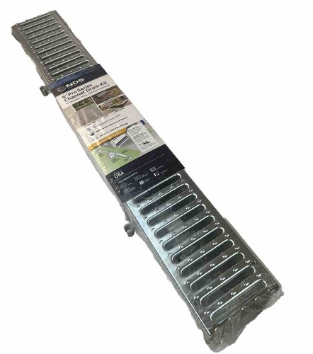 NDS 864GMTL 5-Inch Pro Channel Drain Kit with Metal Grate, 5 In, Gray ...