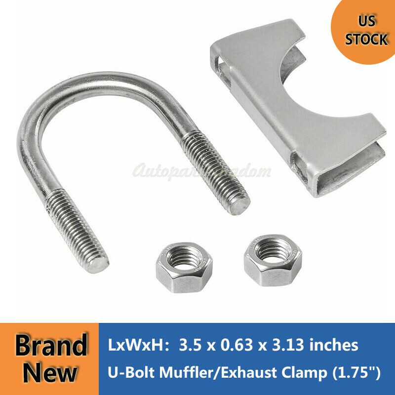 U Clamp Exhaust MVP 5" Exhaust Pipe Clamp W/ Flat U Bolt Chrome