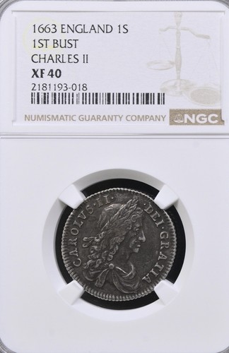 Charles II, Shilling, 1663. First Bust.NGC XF 40 | eBay UK