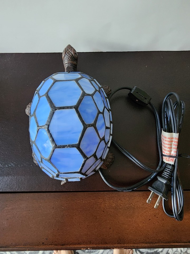 Tiffany Style Stained Glass Turtle Lamp - Blue | eBay
