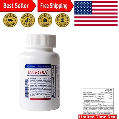 Integra 90 Iron Supplement with Vitamin C & Glutathione - Nausea-Free ...