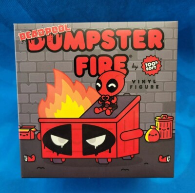New! SDCC 2024 Marvel 100% Soft DEADPOOL DUMPSTER FIRE Vinyl Figure IN ...