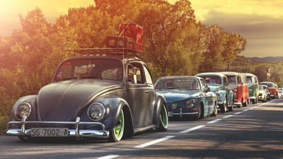 Anime car oldtimers volkswagen beetle bus karmann ghia Play Gaming Mat ...
