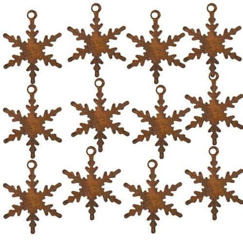 CWI Christmas Decor - Miniature Small Rust Metal Snowflakes Charm ...