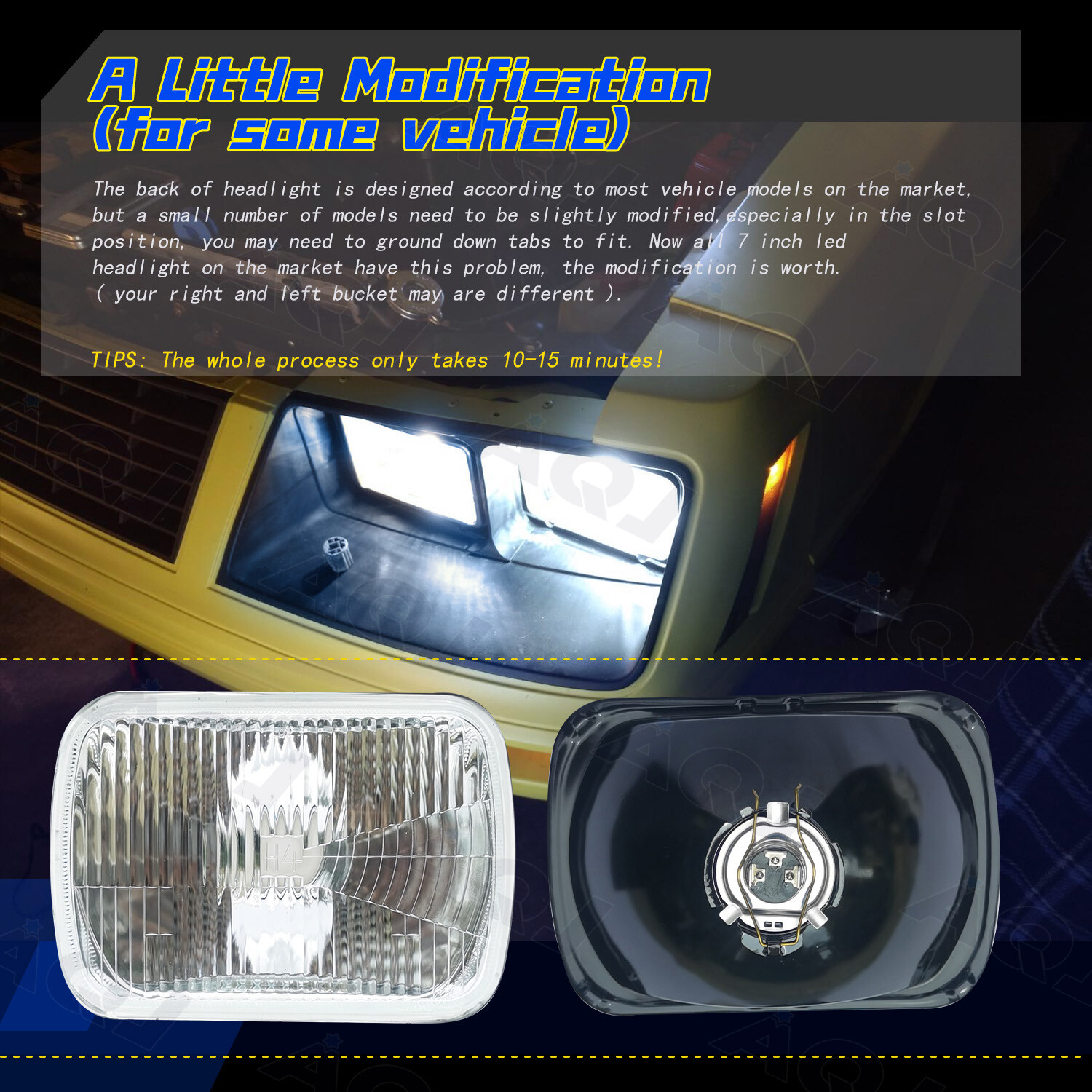 For Pontiac Trans Am 1998 1999 2000-2002 4pcs " LED Headlights Hi/Lo ...