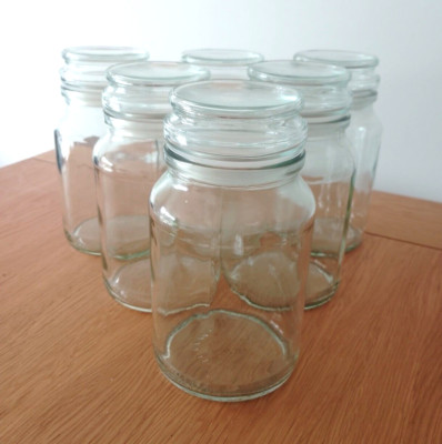 6 Douwe Egberts Glass Coffee Jars 190g, empty, cleaned, for storage ...