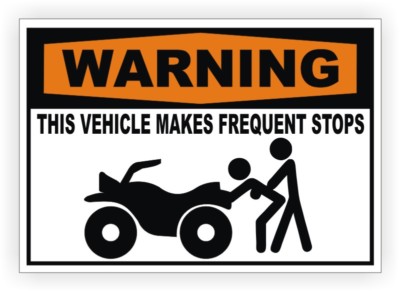 Warning FREQUENT STOPS ATV Vinyl Bumper Sticker | Truck Window Decal ...