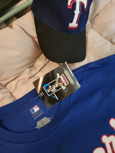 Mens Majestic Blue Texas Rangers Short Sleeve T-Shirt Size XL Chest for ...