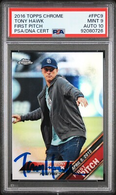 2016 Topps Chrome Tony Hawk Signed First Pitch Card #FPC-9 Auto Padres ...