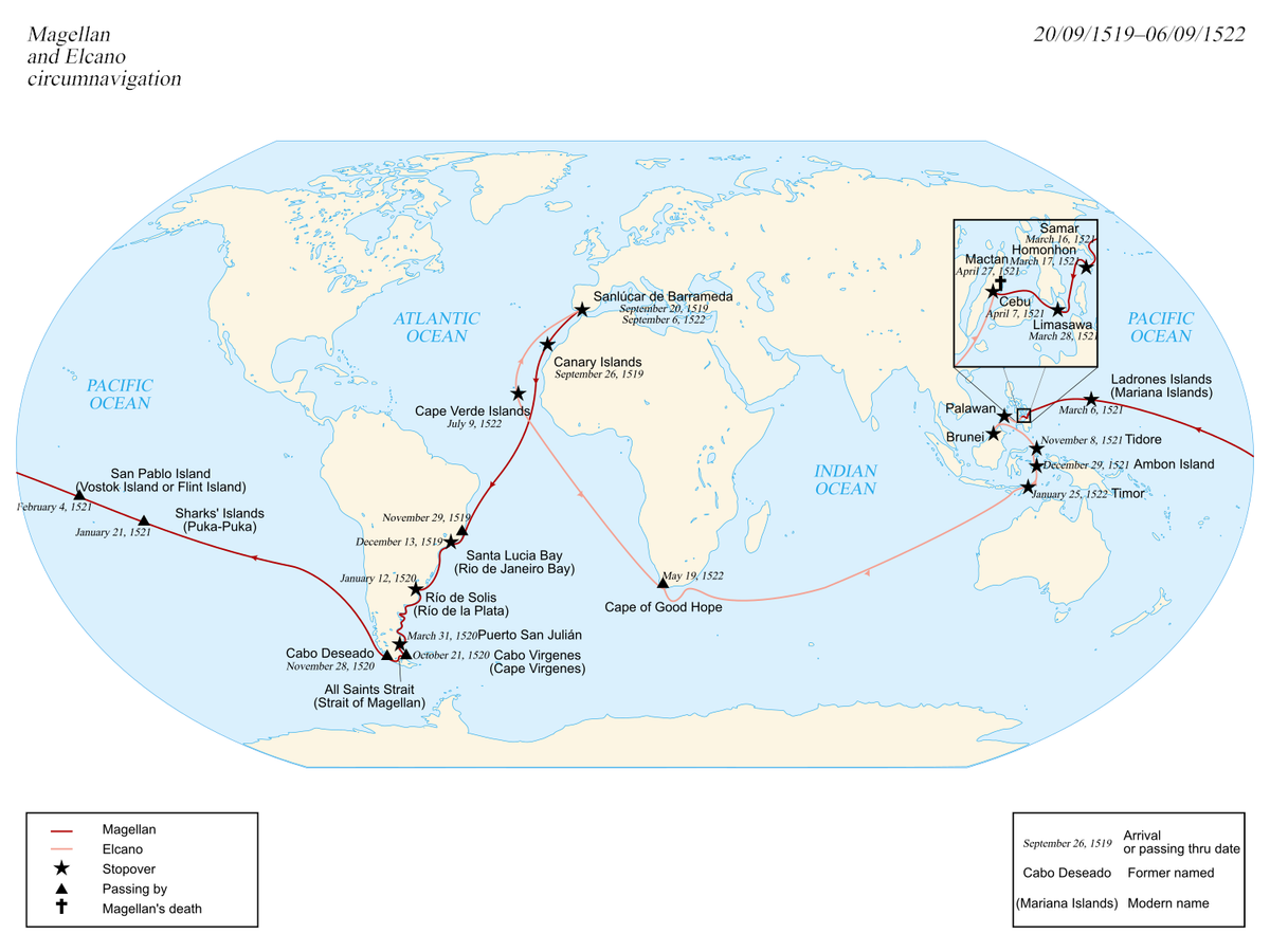 Strait Of Magellan On World Map Magellan's Voyage 1519 1522