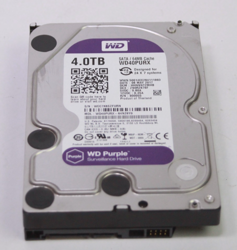 Western Digital WD40PURX-64GVNY0 Purple 4TB SATAlll Surveillance 3.5 ...
