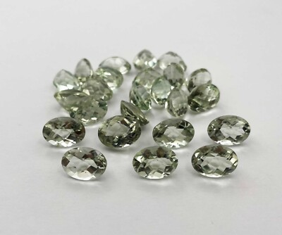 Natural Green Amethyst Oval Checker Cut Gemstone Lot 23 Pcs 10*14 MM ...