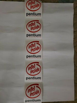 Vintage Lot of 10 pc Giant Red Intel inside Pentium stickers approx 13 ...