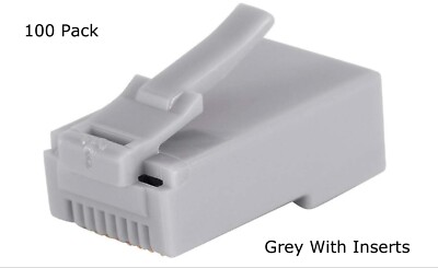 100 pack Monoprice Grey 8P8C RJ45 Plug W/ Inserts for Solid Cat6 ...