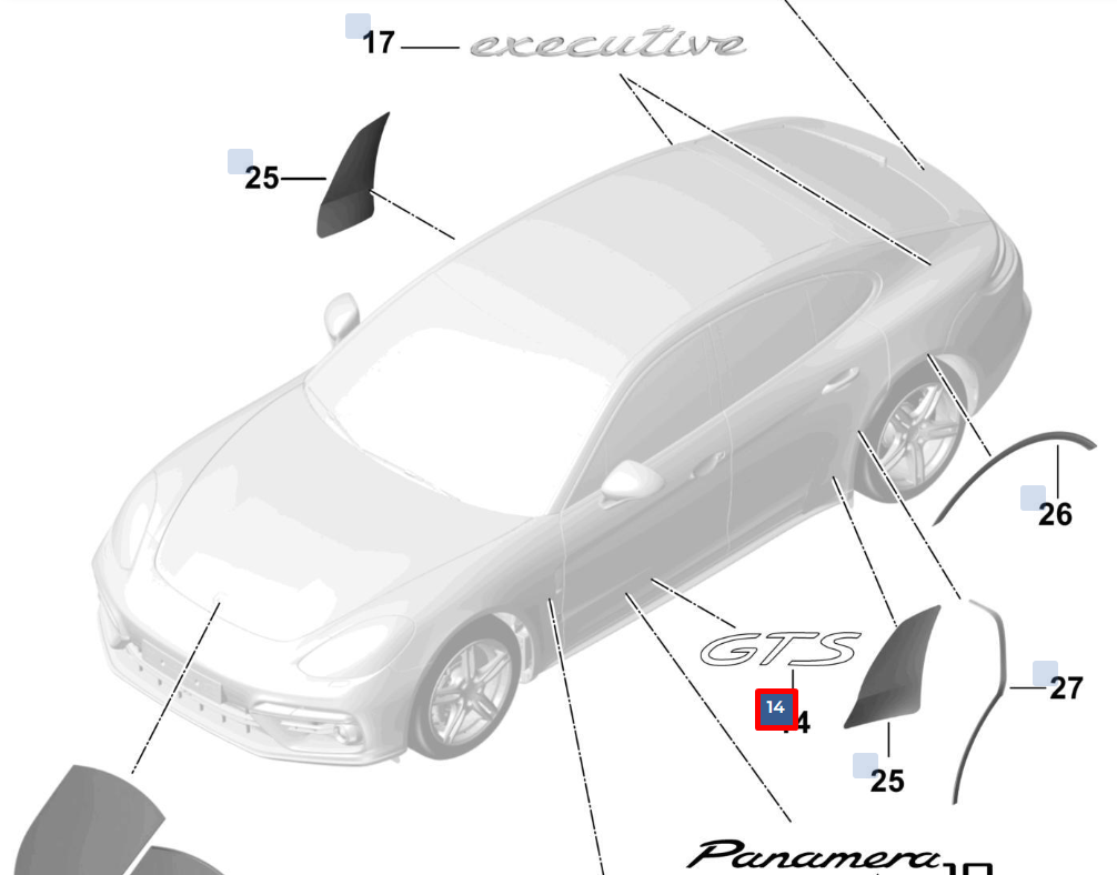 PORSCHE PANAMERA 971 GTS Door Decorative Film 9P1853155 NEW GENUINE | eBay