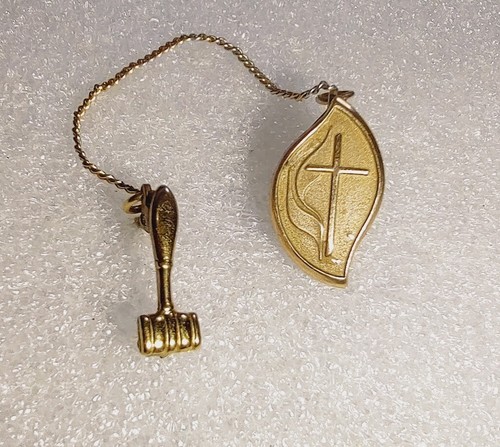 Vintage ROBBINS 10K Solid Gold Methodist Gavel & Cross Christian Lapel ...