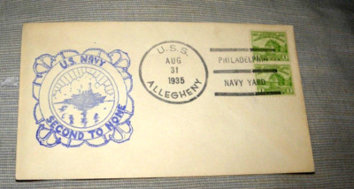 VINTAGE ENVELOPE FDC US NAVY USS ALLEGHENY PHILADELPHIA NAVY YARD 1935 ...