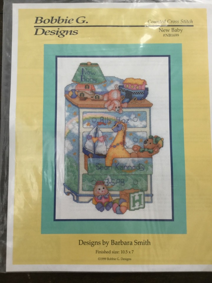 Bobbie G Designs New Baby Counted Cross Stitch Kit Vintage 1999 Barbara ...
