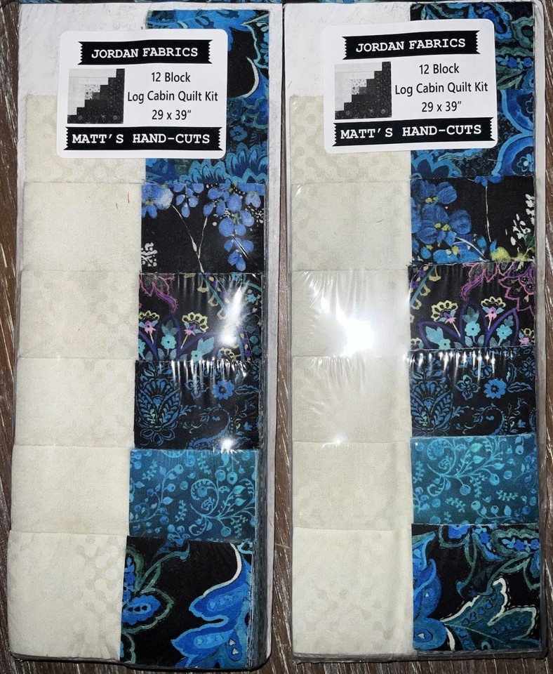 Jordan Fabrics, Quilting Kit Bundle, Blue Leaves, Log Cabin, Table ...