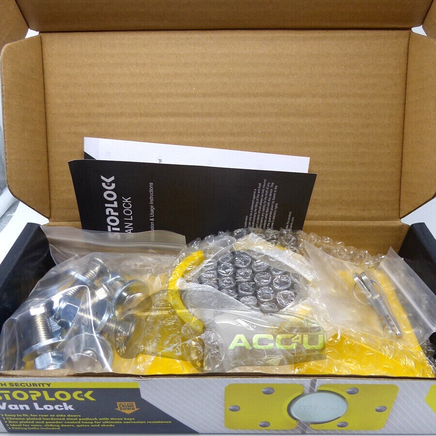 Stoplock Security Van Door Lock Yellow Anti-Theft Rear Side Hasp Pad ...