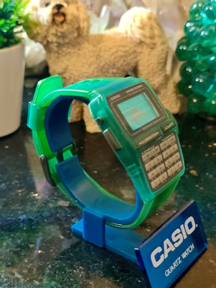 1995 Vintage Casio Dino Zone ILLUMINATOR Databank Telememo 50 Green ...