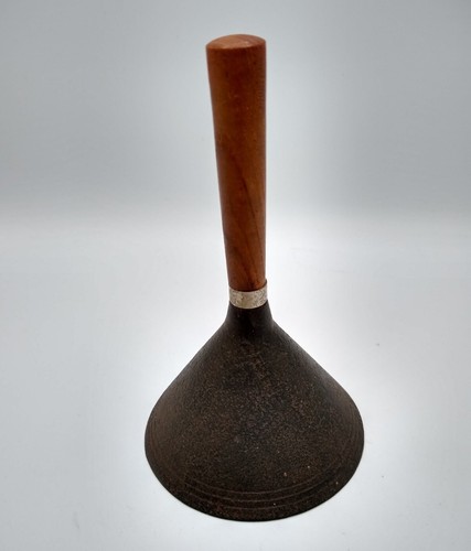 vintage Hand Bell Cast Iron wood handle, iron clapper, MCM or post ...