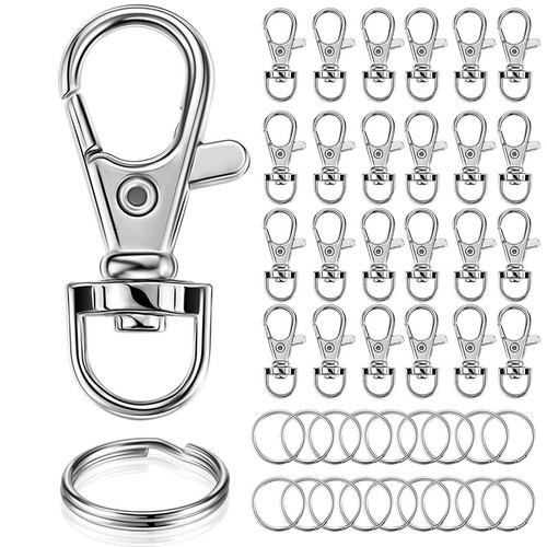 Keychain Key Chain Rings Clips Bulk(120pcs, Small), Silver Swivel ...