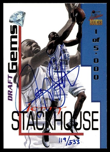 1995-96 Signature Rookies Draft Gems Jerry Stackhouse Auto /5000 UNC # ...