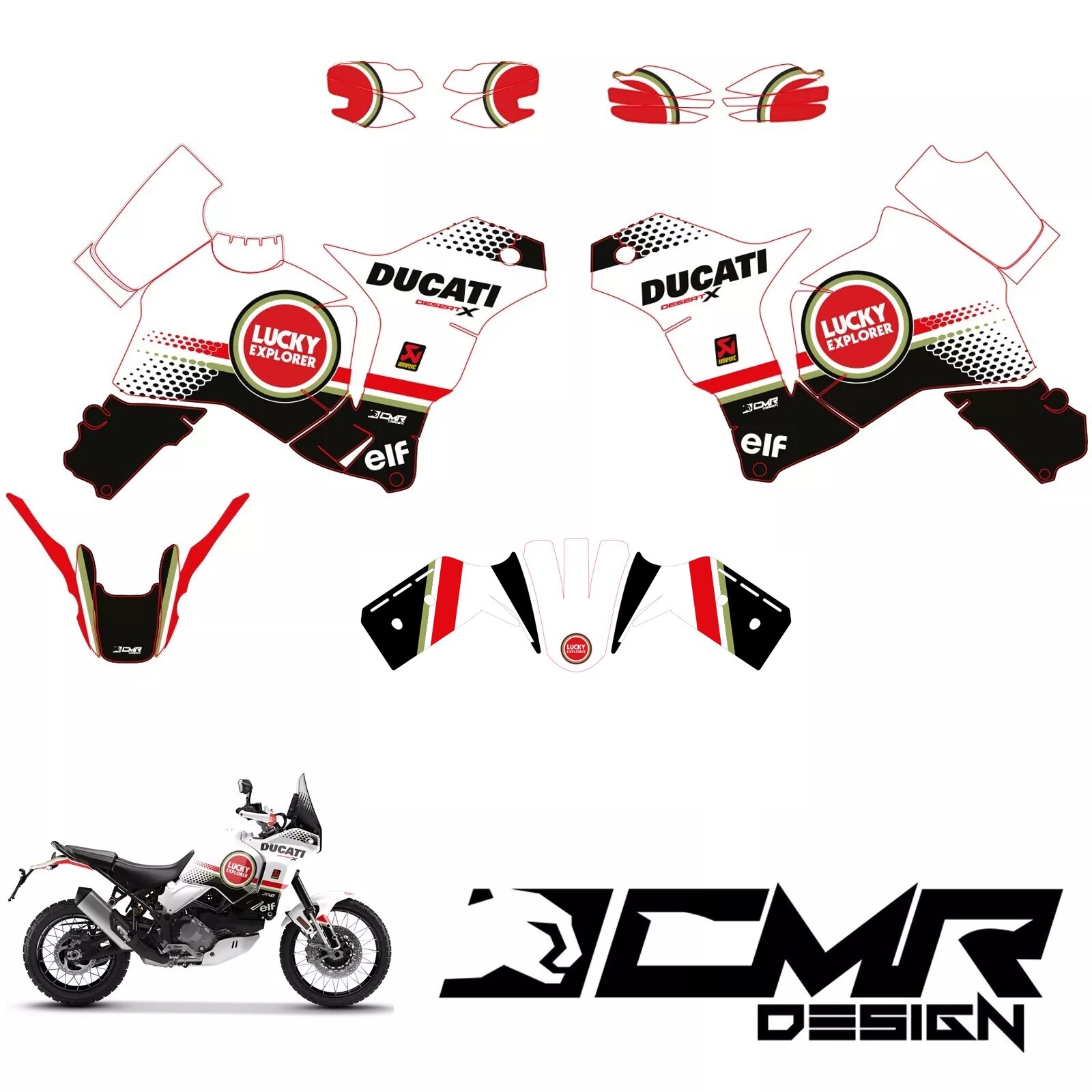 Kit Grafiche Adesivi Ducati Desert X Lucky Explorer Versione Factory ...