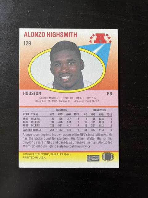 1990 Fleer - #129 Alonzo Highsmith for sale online | eBay