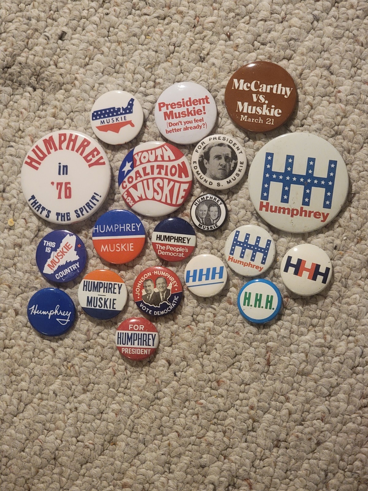 Hubert Humphrey & Edward Muskie Campaign Pin Political Buttons | eBay