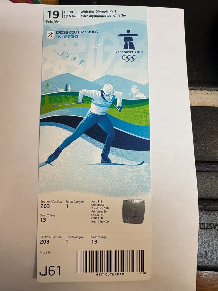 Vancouver 2010 OLYMPIC GAMES ORIGINAL TICKETS UNUSED (SELECT SPORT FROM ...