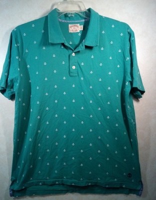 Brooks Brothers Polo Shirt Men XL Green Anchor Print Short Sleeve | eBay