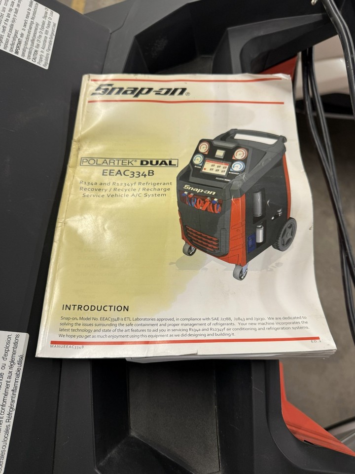 Snap-on EEAC334B Polartek Dual R134a & R1234yf AC Recovery Machine ...