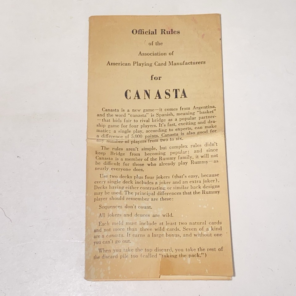 Vintage Congress 606 Double Deck Gold Edge Canasta & Rules Playing ...