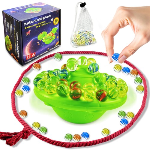 Marble Balance Board Game with 60 Glass Marbles & Storage Base - Fun ...