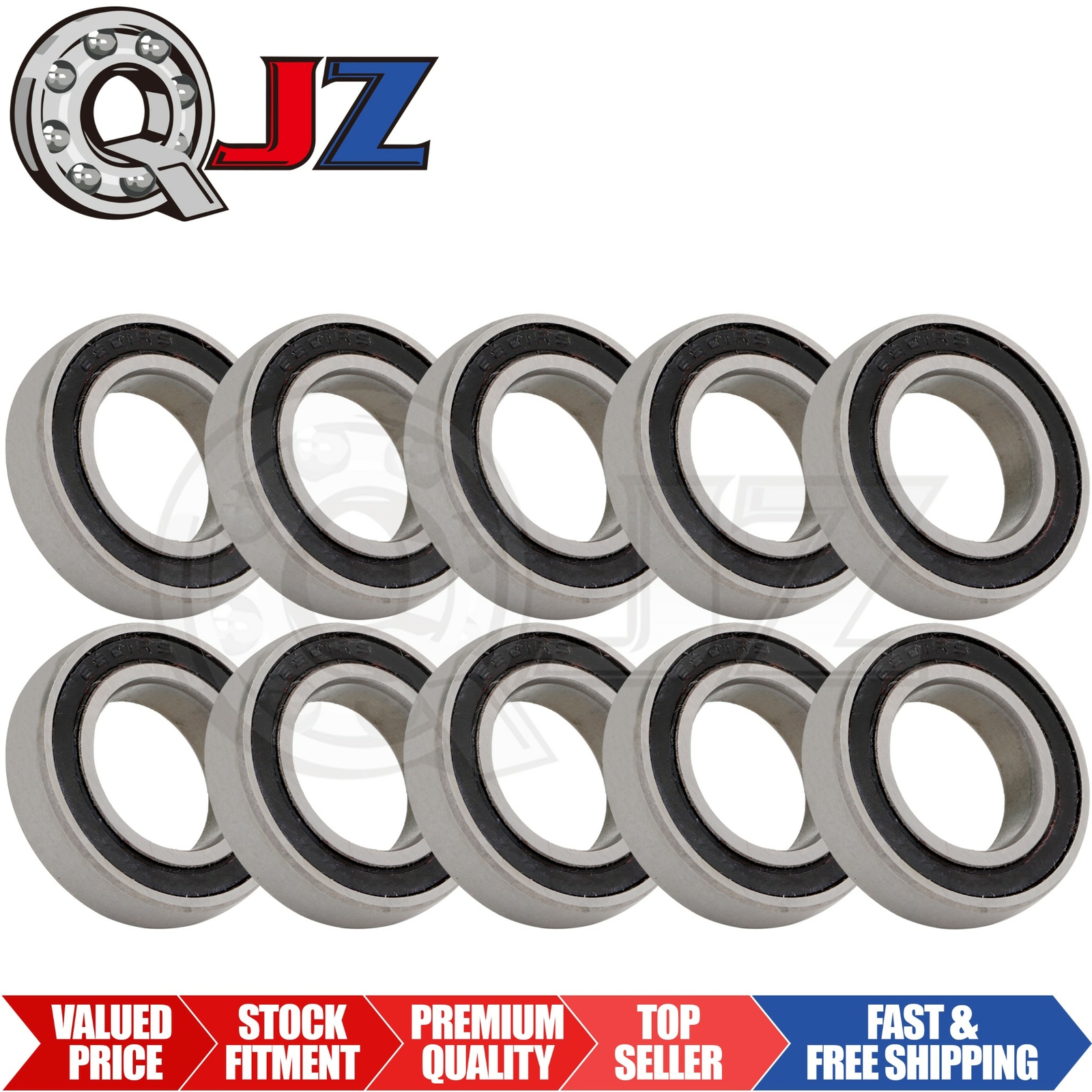 [Qty.10] 6801-2RS Deep Groove Radial Ball Bearing [12mm Bore x 21mm ID ...