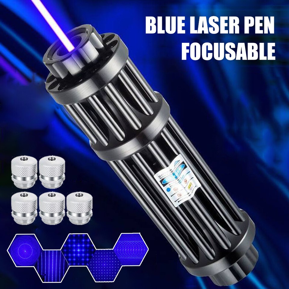 5mW Blue Burning Laser Pointer HighPower Visible Light Beam with 5 Head ...