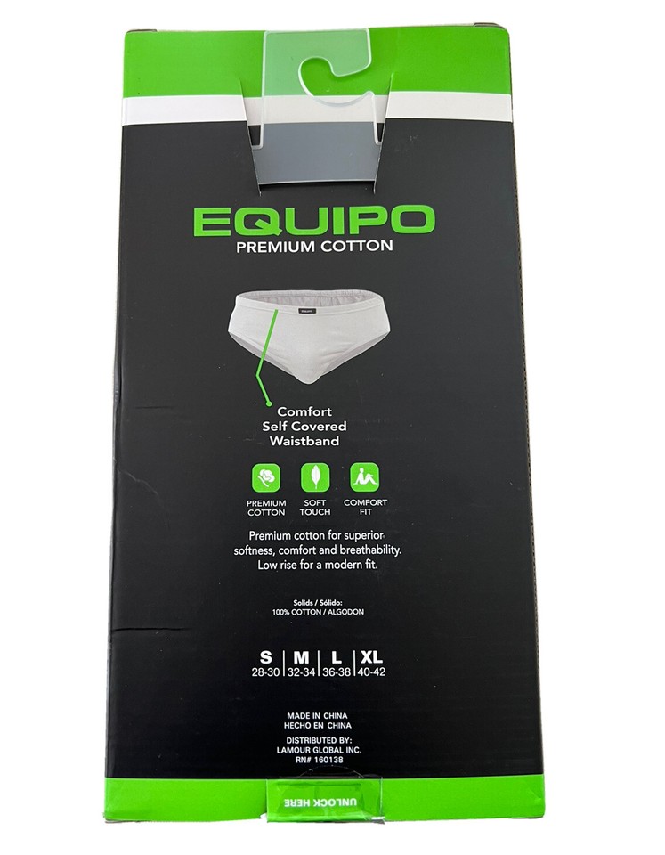 Men's Equipo 5-Pack Low Rise Briefs (Gray-Black) No Fly Premium Cotton ...
