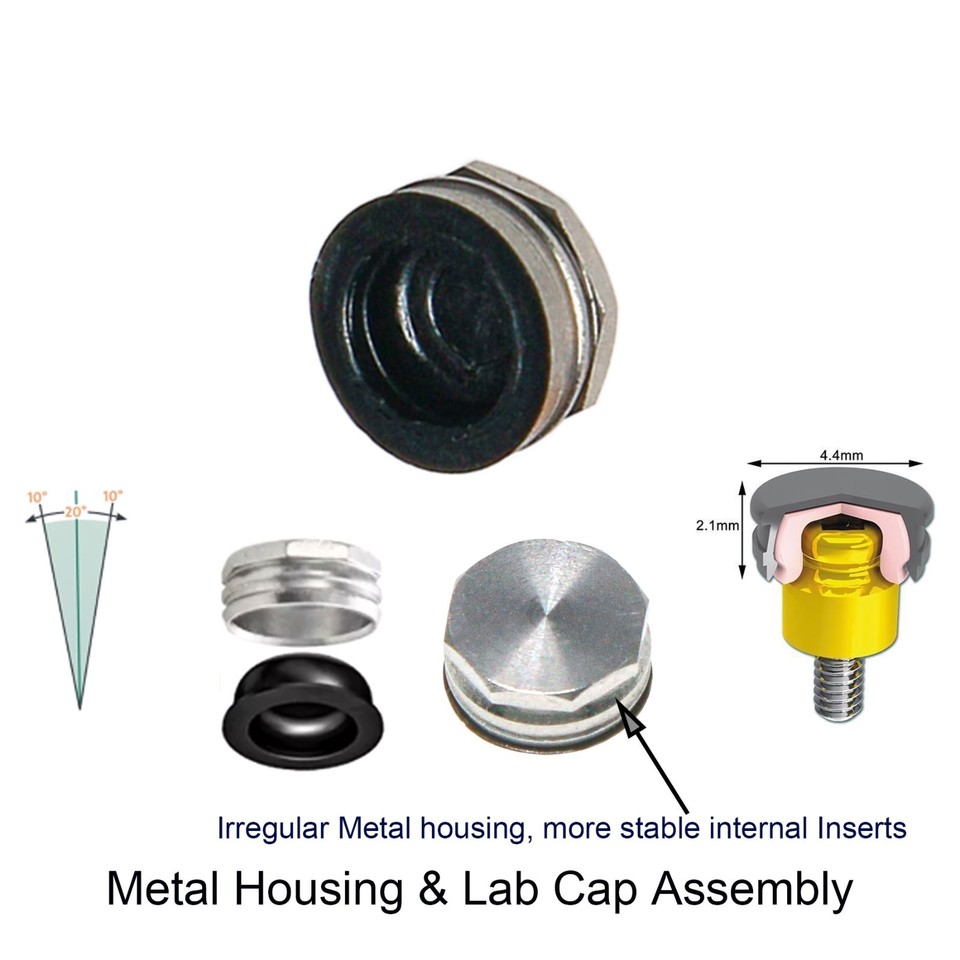US Dental Male Cap Inserts Compatible Locator Abutment/Ø4.5mm Metal ...