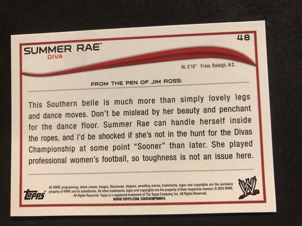 2014 Topps Wrestling WWE Summer Rae Trading Card #48 | eBay