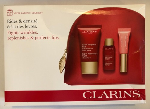 CLARINS 4pc Super Restorative Skincare Gift Set Red Bag GWP $150 | eBay