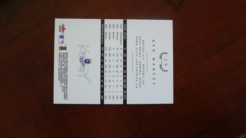 2004 FLEER INSCRIBED # 35 KEN HARVEY BASEBALL CARD | eBay