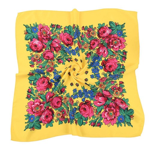 Flower Small Handkerchief -Ethnic Shawl Scarf 70CM Printed Floral Scarf ...