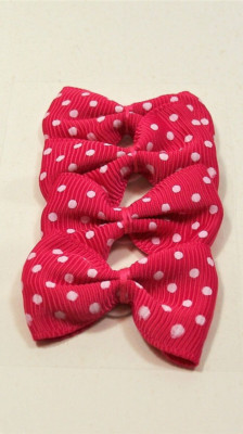 Offray 4-pc Mini Grosgrain Ribbon Dot Bows - HOT PINK | eBay