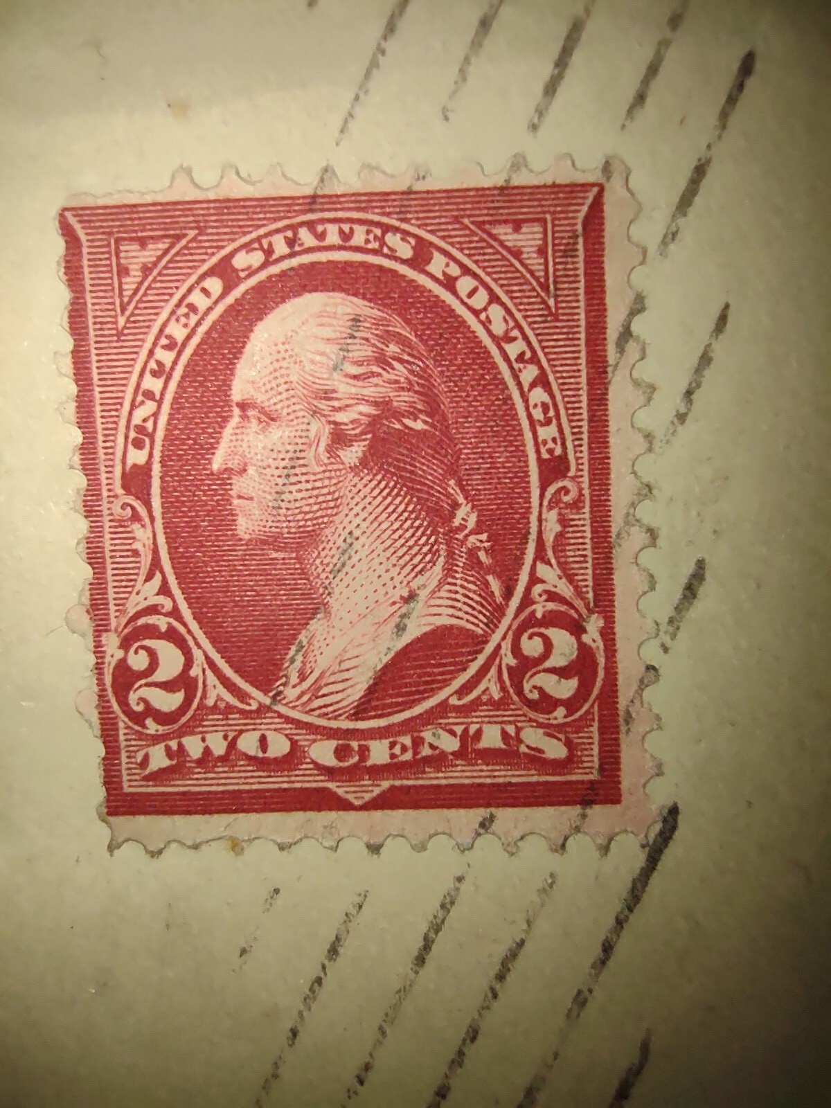 ANTIQUE POSTMARKED ENVELOPE GEORGE WASHINGTON DEEP RED TWO CENT STAMP ...