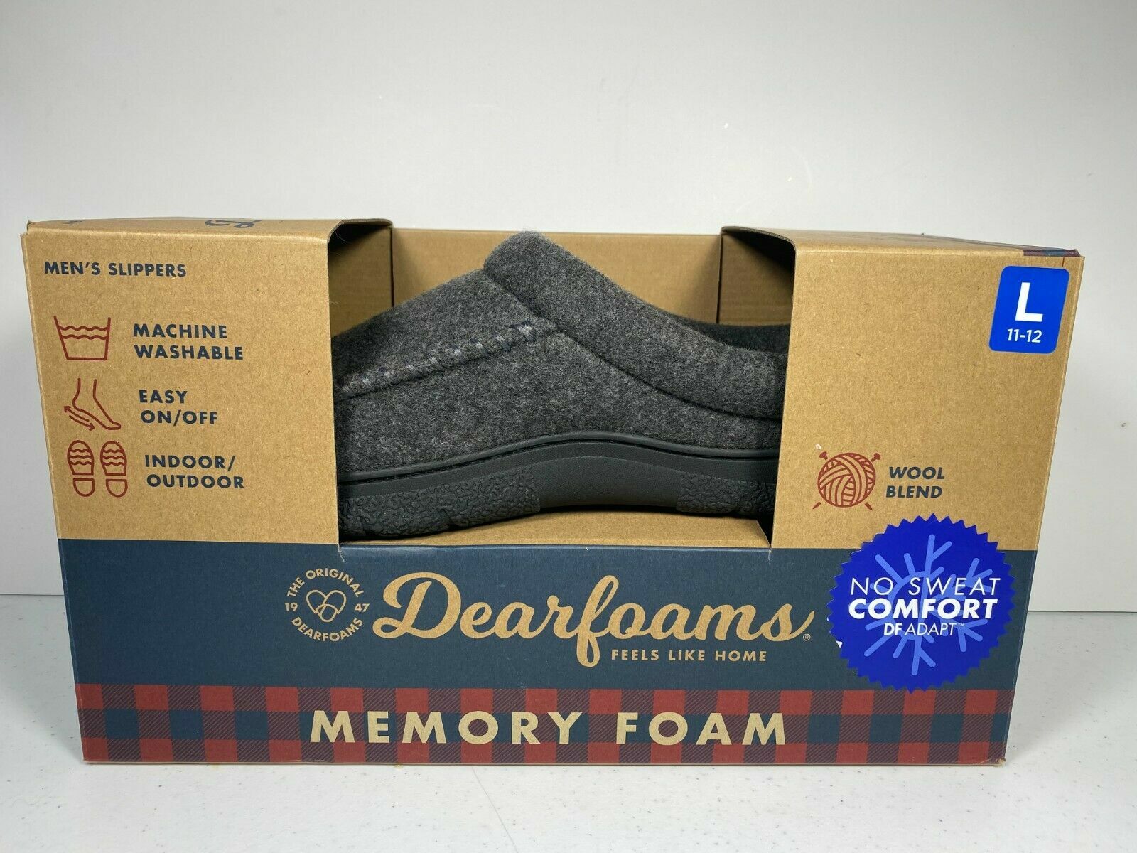 Dearfoam Men's Memory Foam Slippers Black | eBay