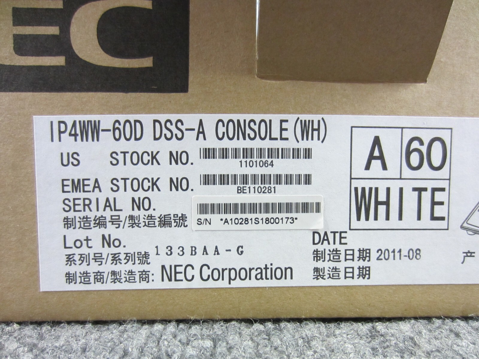NEC SL1100 IP4WW-60D 60-Button DSS Console (White) 1100064 - New (15 In ...