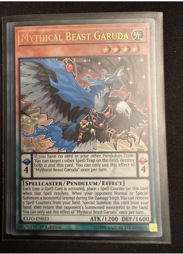 Yugioh Mythical Beast Garuda EXFO-EN023 1st Edition Ultra Rare Near ...