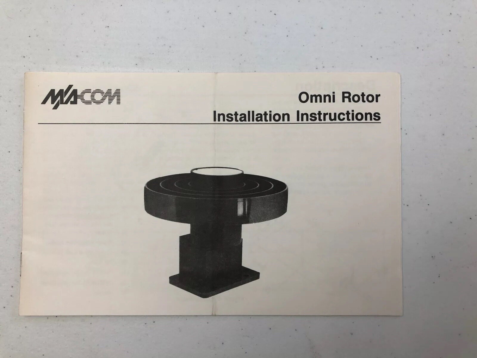 Vtg. M/A-COM OMNI ROTOR SATELLITE DISH MOTOR Installation Instructions ...